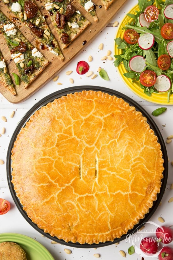 Cheesy Red Lentil Pie with Cornmeal Pastry