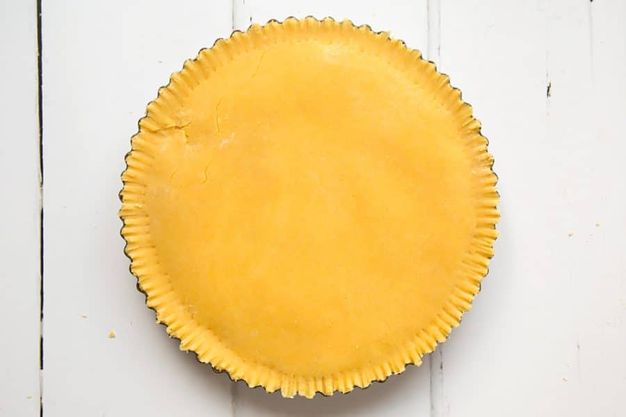 Cheesy Red Lentil Pie with Cornmeal Pastry