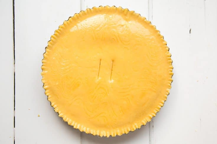 Cheesy Red Lentil Pie with Cornmeal Pastry
