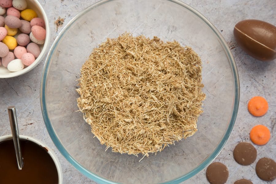 Easter Chocolate Egg Chick in A Wheaty Easter Birds Nest