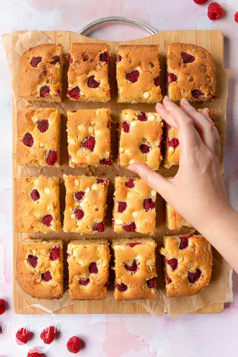 Raspberry and White Chocolate Traybake