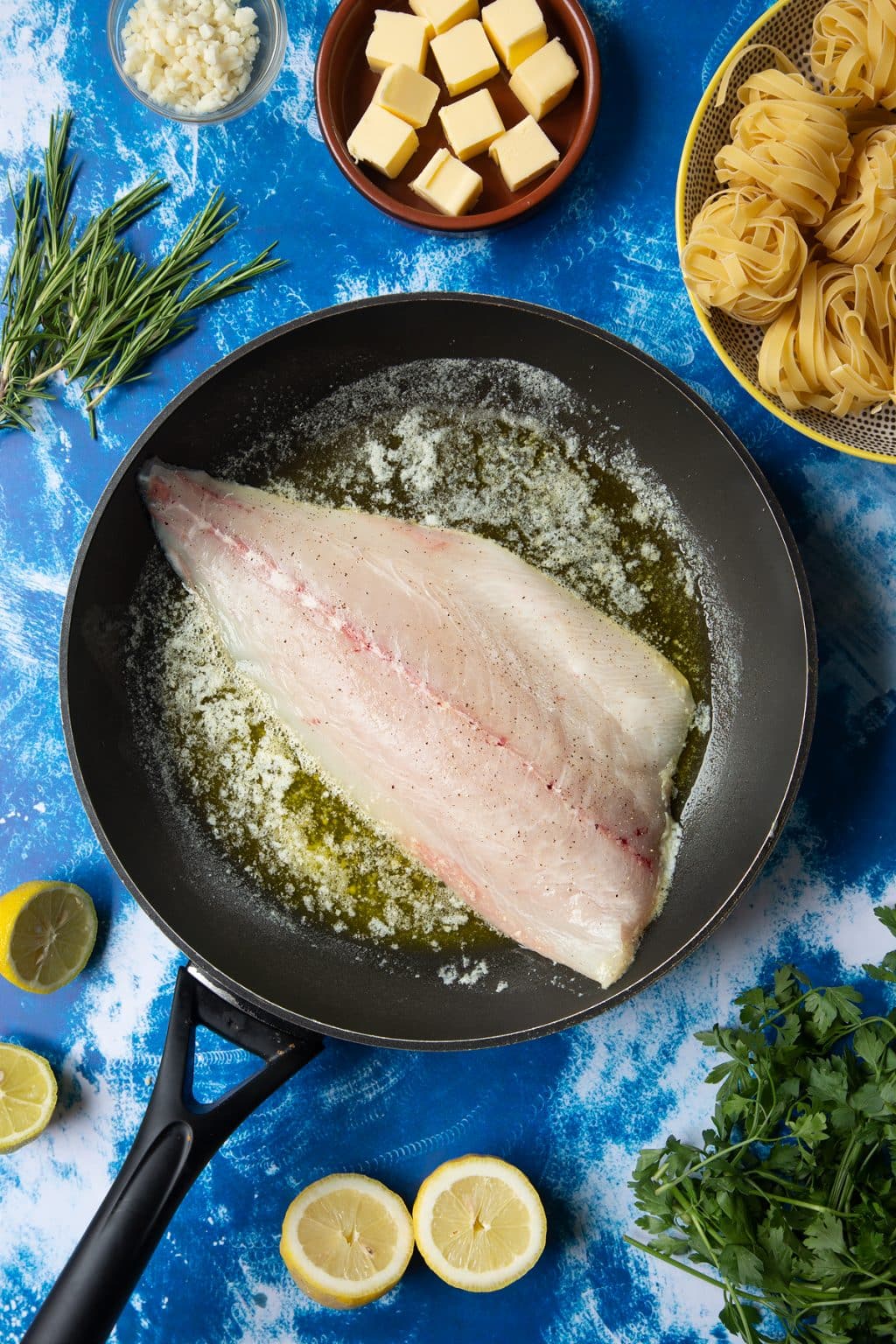 Pan-Fried Yellowtail Tagliatelle