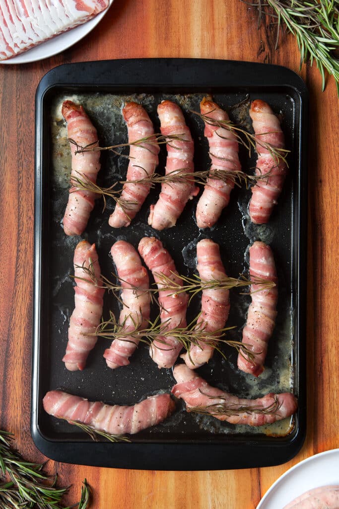 Bacon Wrapped Pigs in A Blanket