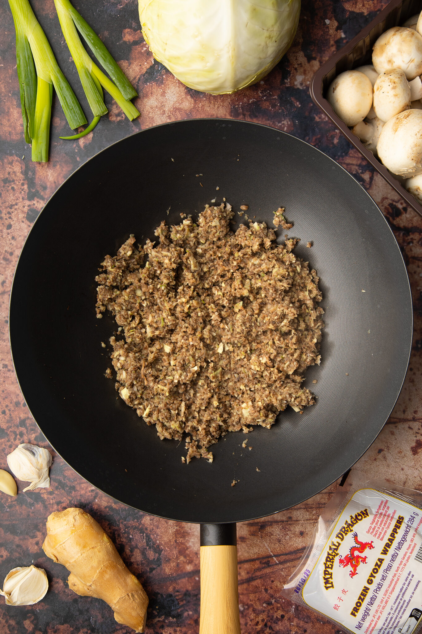 Mushroom Gyoza with Cabbage